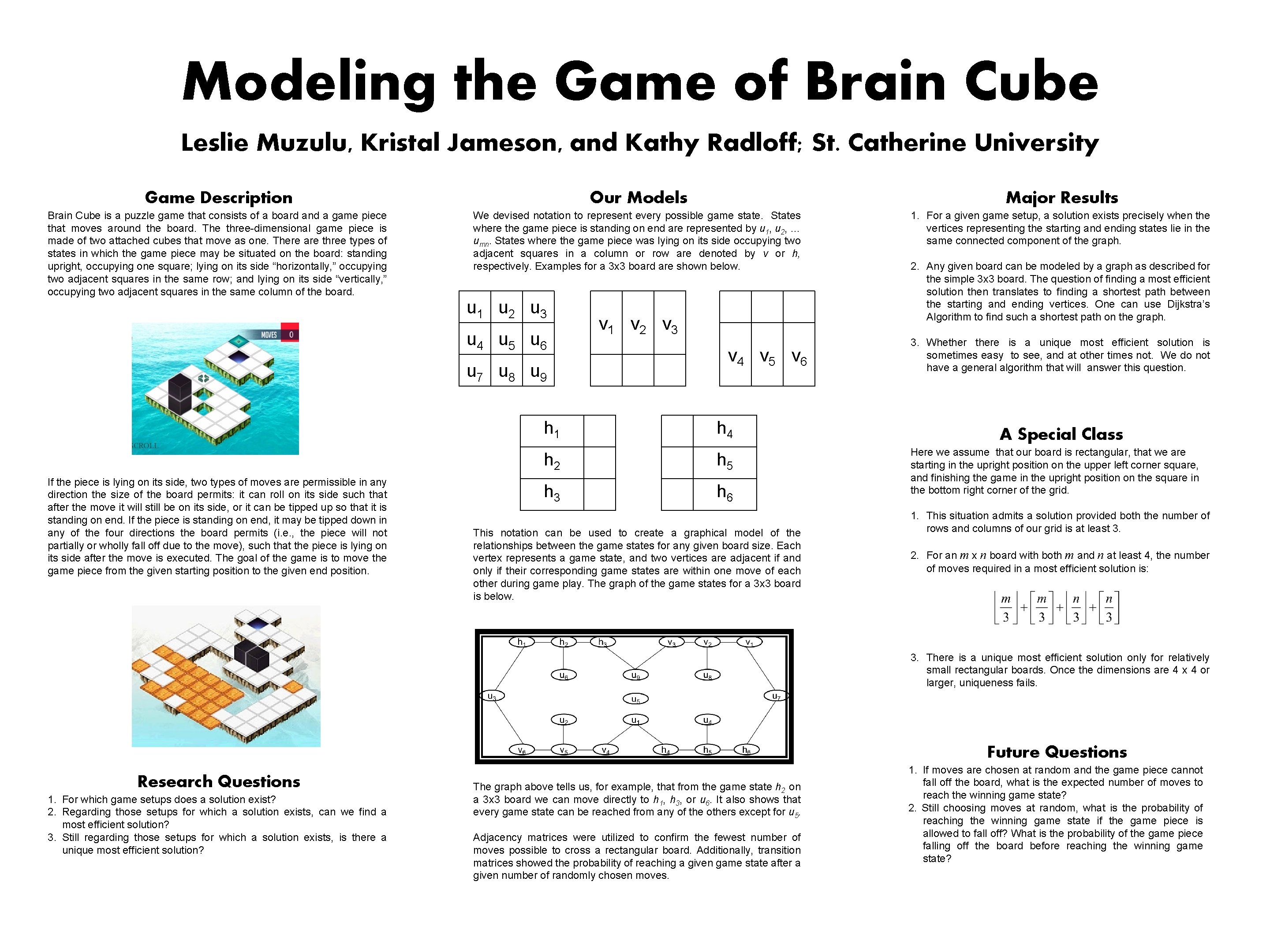 Modeling the Game of Brain Cube Leslie Muzulu