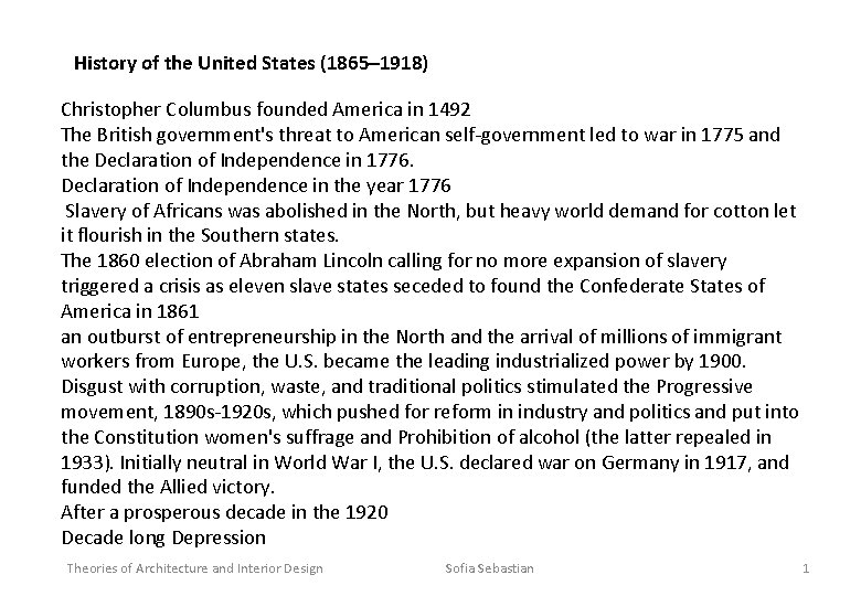 History of the United States 1865 1918 Christopher