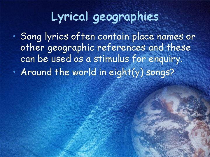Primary National Conference Young Geographers Our Future Sounds