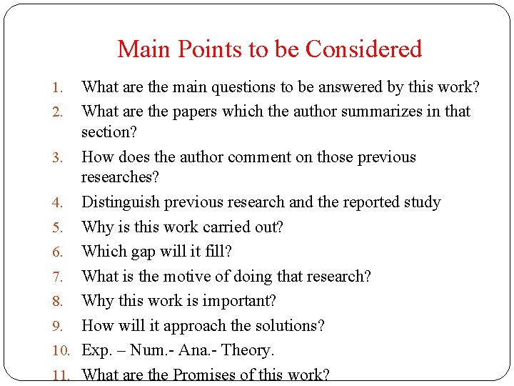 READING A PAPER Basic Parts of a Research