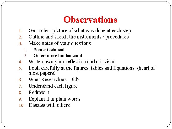 READING A PAPER Basic Parts of a Research