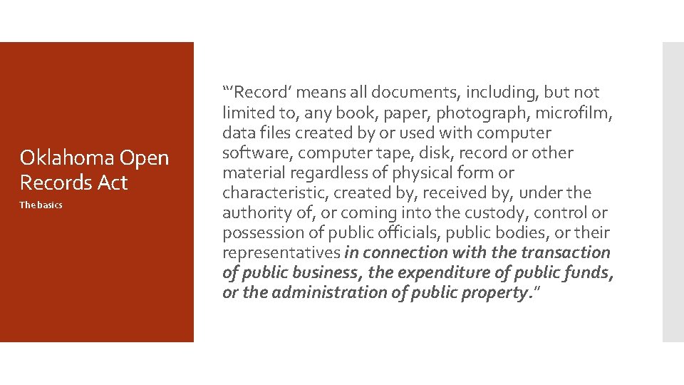 Records An overview of practice Records What records