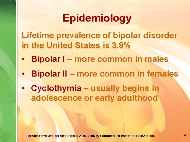 Chapter 14 BIPOLAR DISORDER Elsevier items and derived