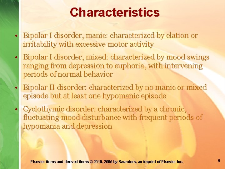 Chapter 14 BIPOLAR DISORDER Elsevier items and derived