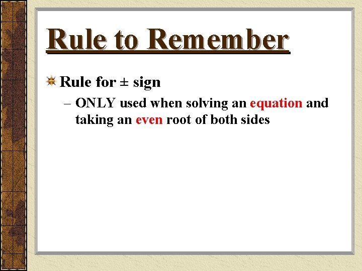 Radical Expressions Honors Algebra II with Trigonometry Mr