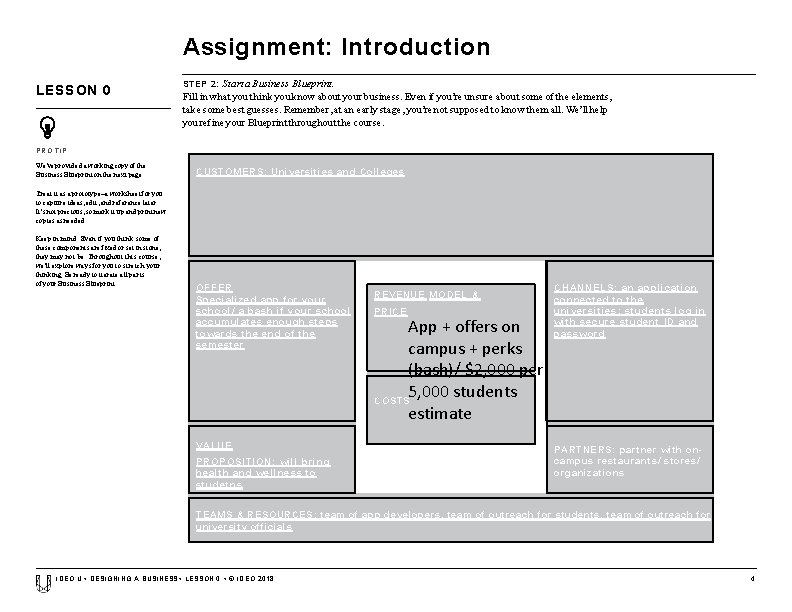 IDEO 2018 Designing a Business Assignments Workbook Course