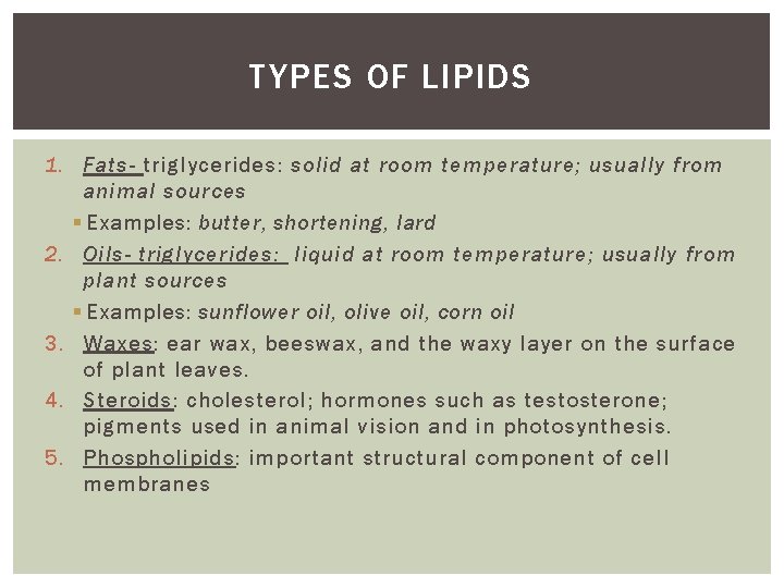 ACTIVITY 8 LIPIDS VOCABULARY Lipids Fats Oils Phospholipids