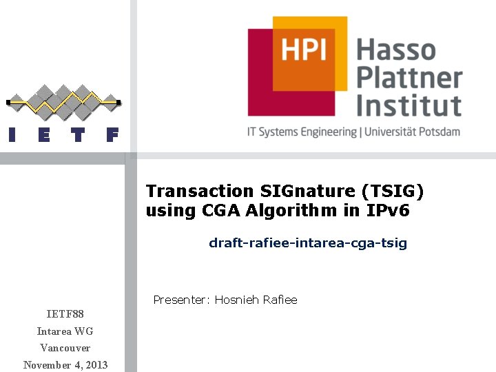 Transaction SIGnature TSIG using CGA Algorithm in IPv