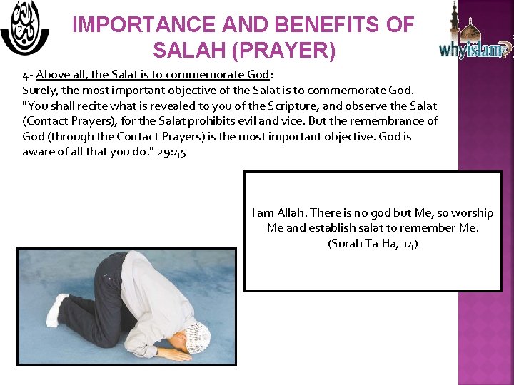 IMPORTANCE AND BENEFITS OF SALAH PRAYER I have