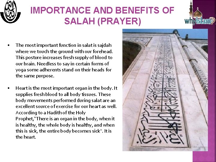 IMPORTANCE AND BENEFITS OF SALAH PRAYER I have