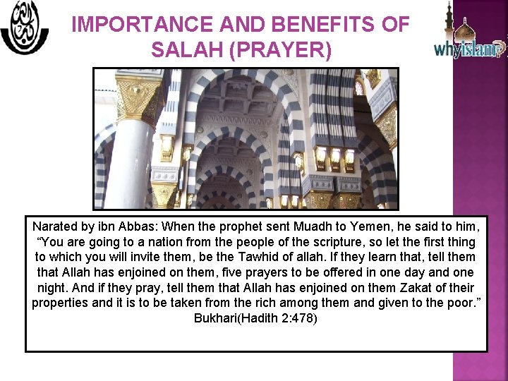 IMPORTANCE AND BENEFITS OF SALAH PRAYER I have