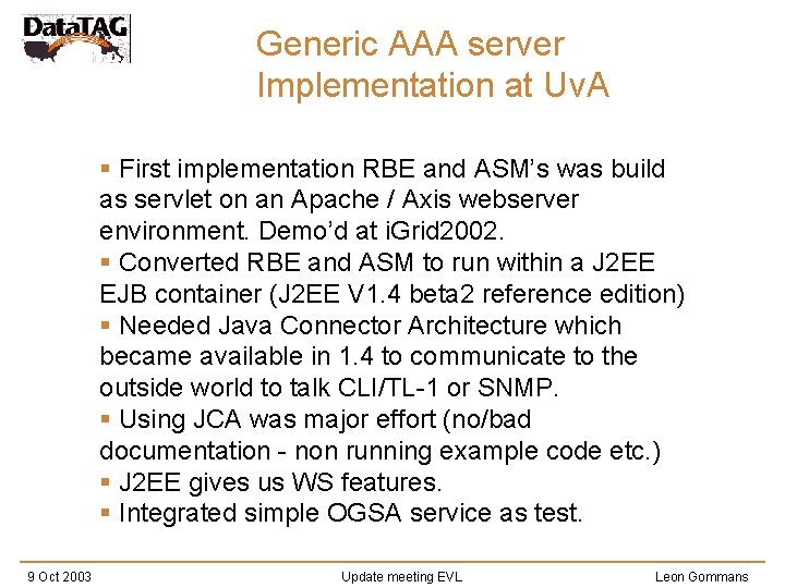 Generic AAA based provisioning Of Network Elements Status