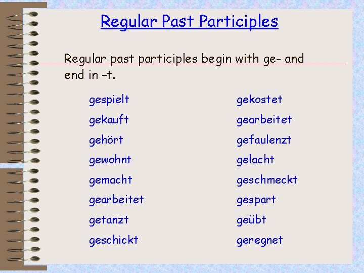 Edexcel Rot Perfect Tense regular using haben verbs