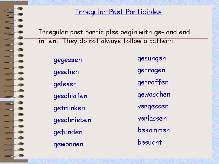 Edexcel Rot Perfect Tense regular using haben verbs