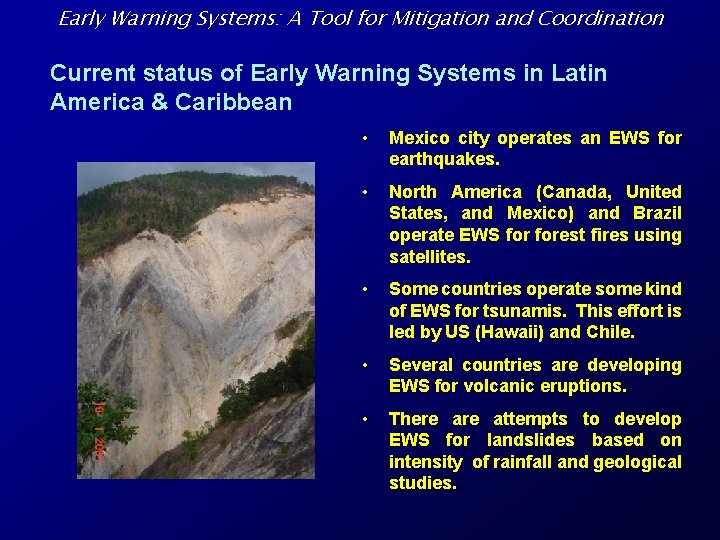 Early Warning Systems A Tool for Mitigation and