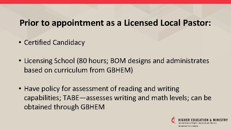 The Ministry of the Licensed Local Pastor Number