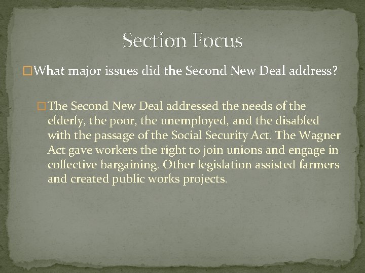 Chapter 13 section 2 The Second New Deal
