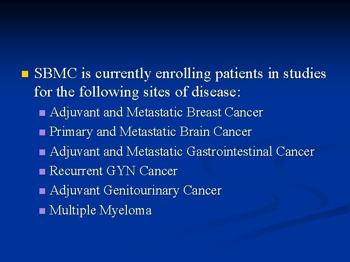 Cancer Center Trials at St Barnabas Medical Center
