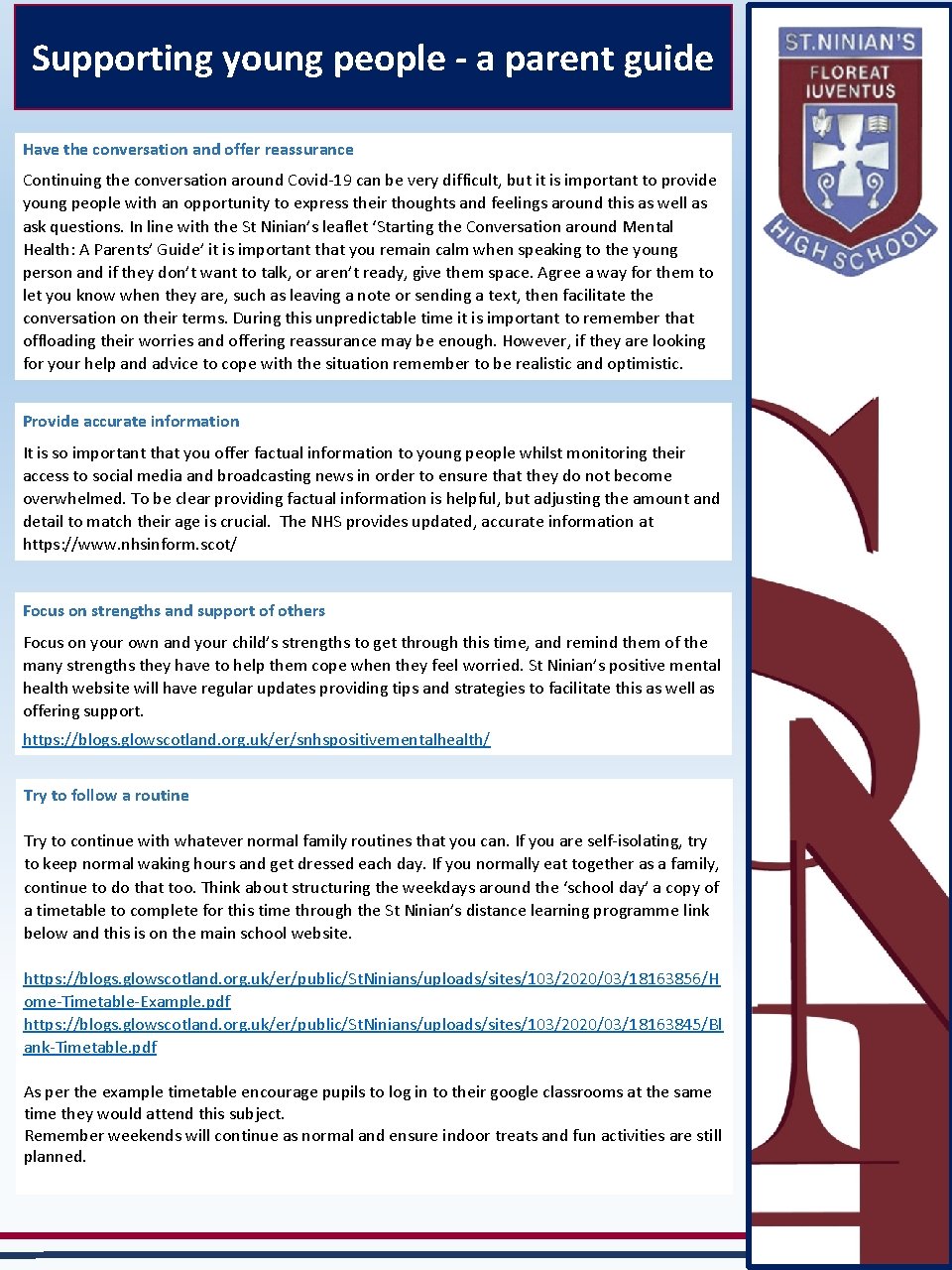 Supporting young people a parent guide Have the