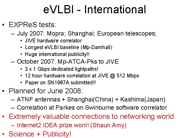 VLBI Report LBA Operations e VLBI Tasso Tzioumis