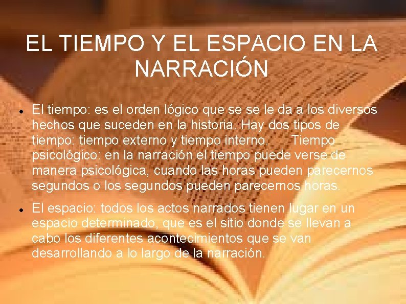 EL TIEMPO Y EL ESPACIO EN LA NARRACIN