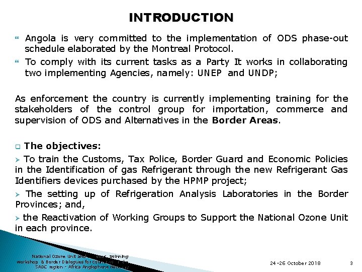 REPUBLIC OF ANGOLA MINISTRY OF ENVIRONMENT NATIONAL DIRECTORACTE