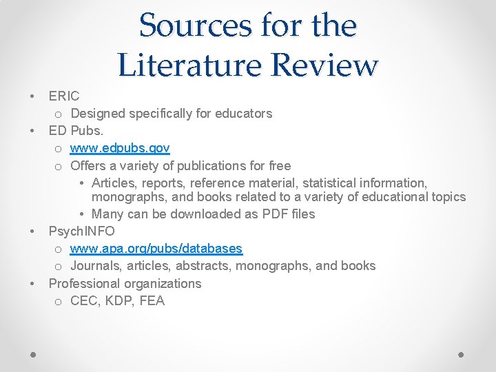 Reviewing the Literature By Andrew P Johnson Sources