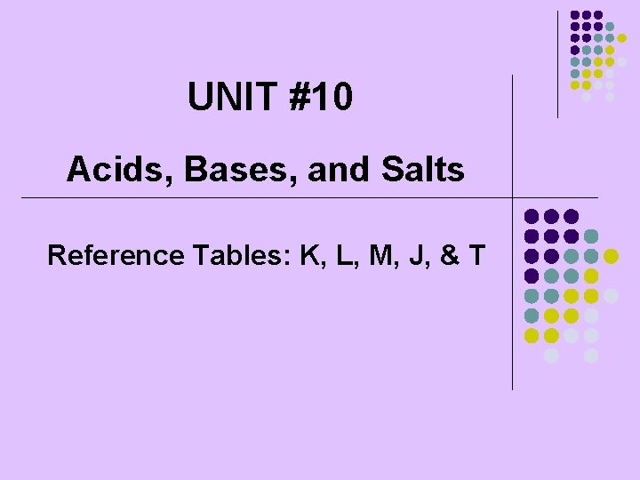 UNIT 10 Acids Bases and Salts Reference Tables