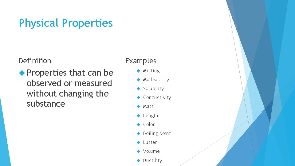 Physical and Chemical Changes Standard WarmUp What is