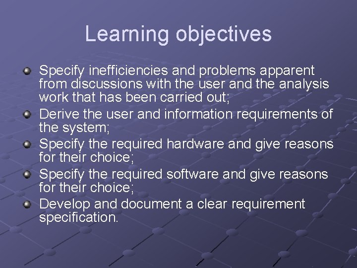 ALevel Computing Project Investigation and Analysis Learning objectives