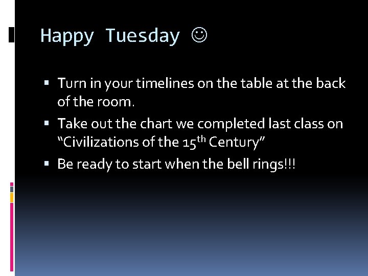 Happy Tuesday Turn in your timelines on the