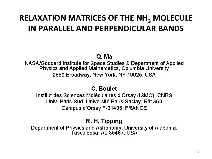 RELAXATION MATRICES OF THE NH 3 MOLECULE IN