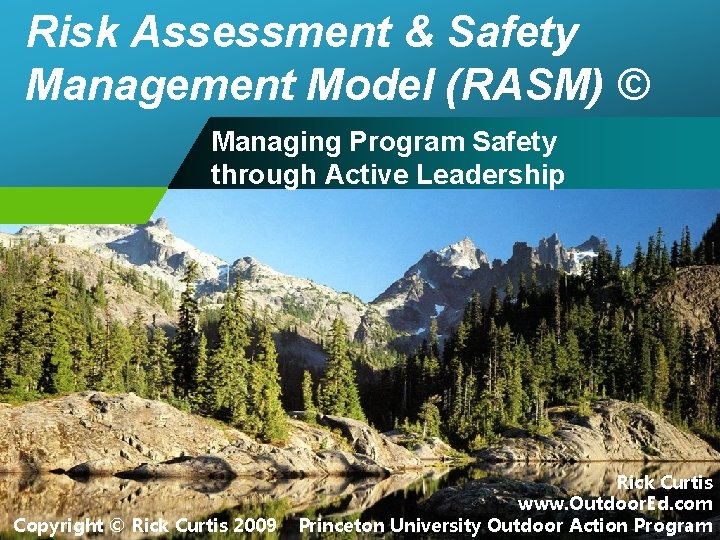 Risk Assessment Safety Management Model RASM Managing Program