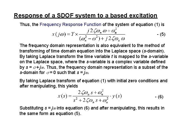 Response of a SDOF system to a based