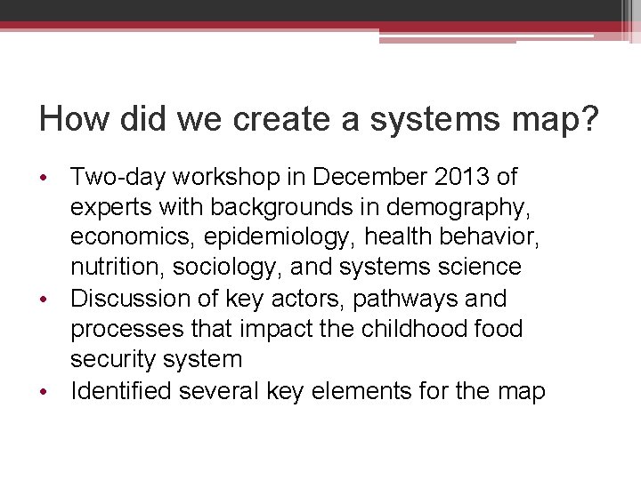 Building a systems map of childhood food security