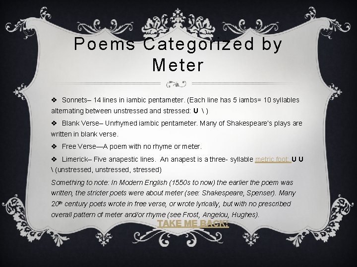 METER The heartbeat of a poem METER v