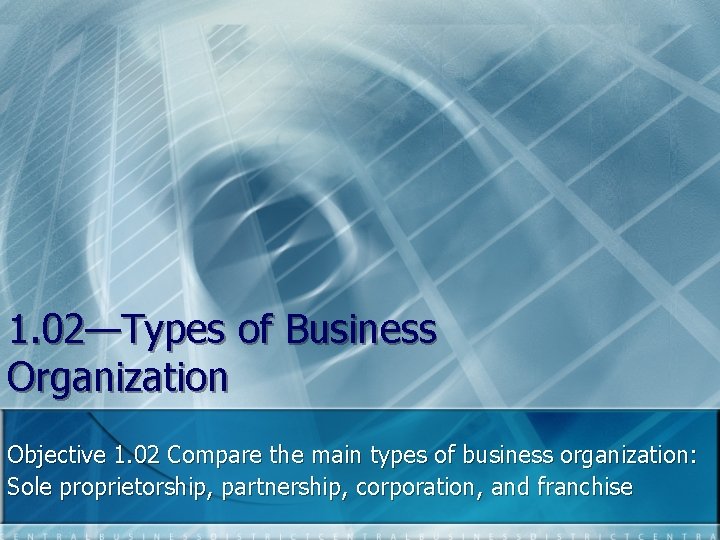 1 02Types of Business Organization Objective 1 02