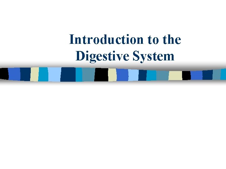 Introduction to the Digestive System Digestive System n
