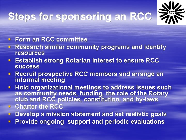 Rotary Community Corps RCC Brief History of RCC