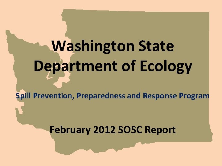 Washington State Department of Ecology Spill Prevention Preparedness