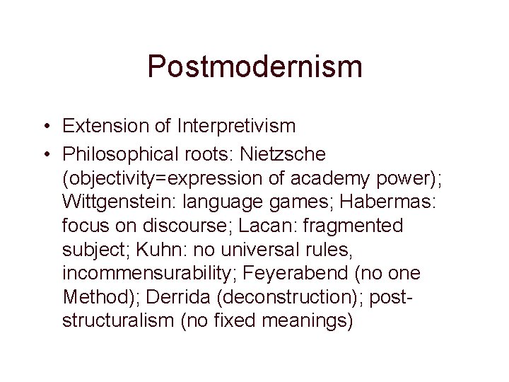 Research Methods 2 Lectures 1 2 Postmodernism and