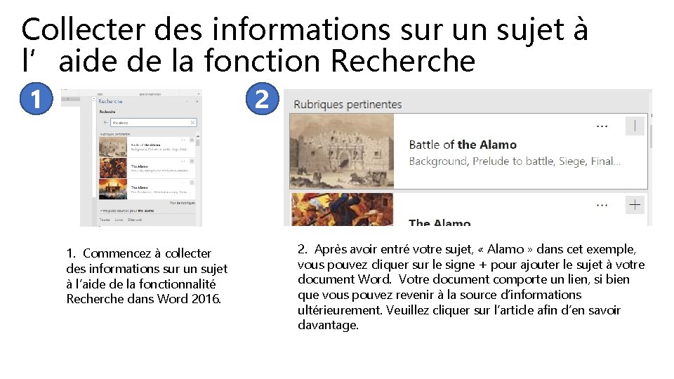 Prsentation de la recherche Collecter des informations sur