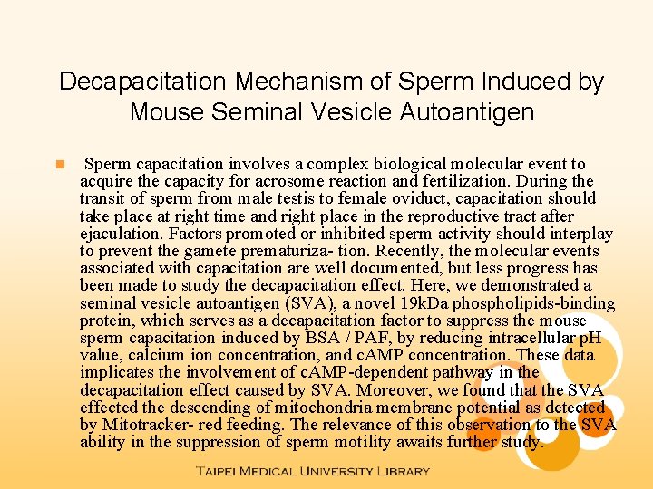Decapacitation Mechanism of Sperm Induced by Mouse Seminal