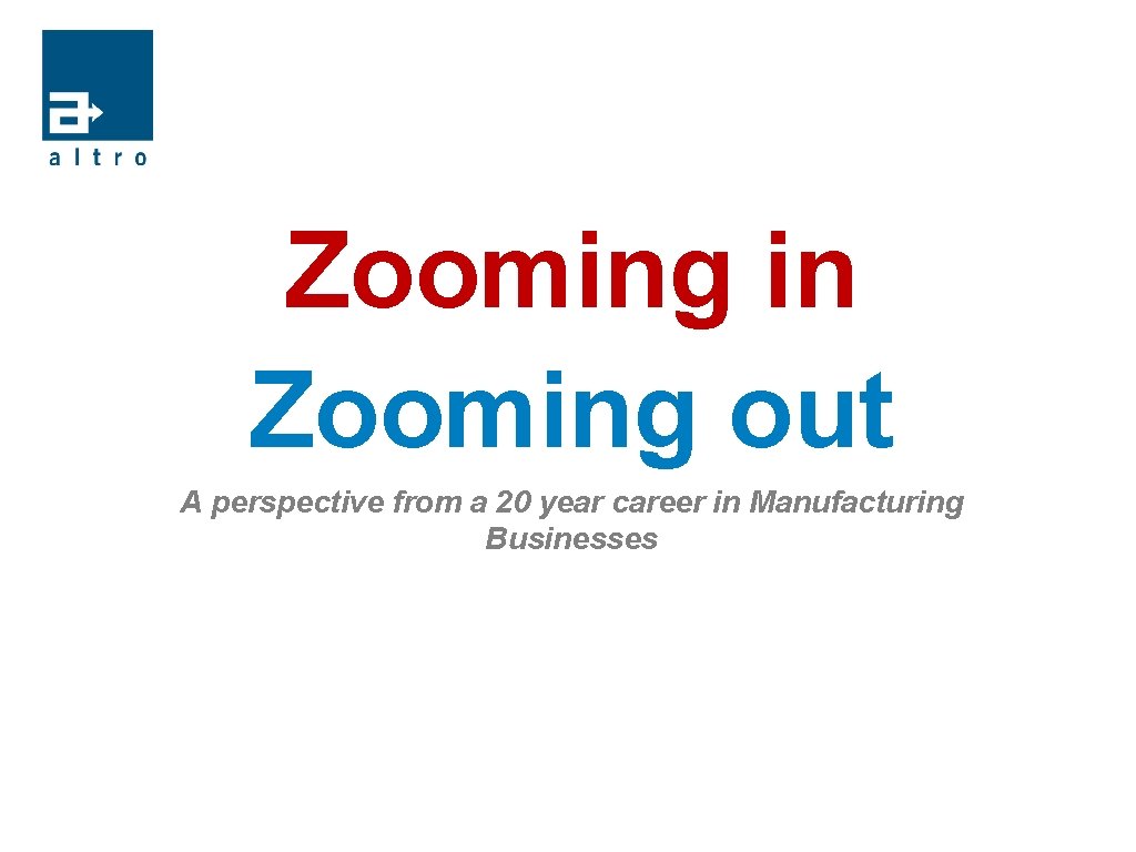 Zooming in Zooming out A perspective from a