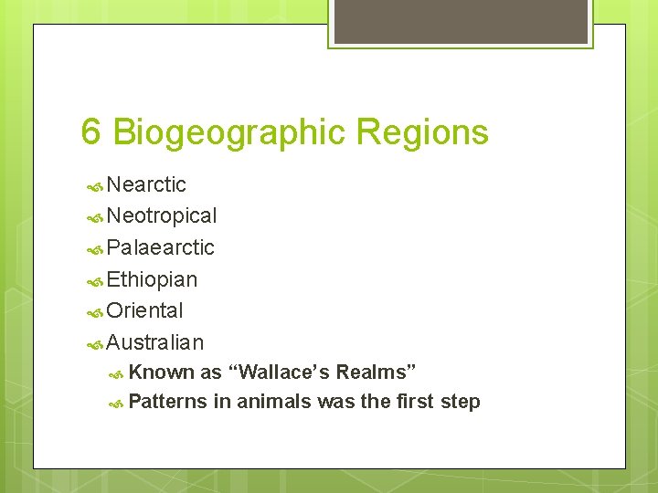Chapter 8 Biogeography Niche Explains how so many