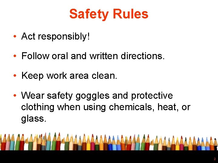 Science Safety Grade 6 Aldine ISD Safety Rules