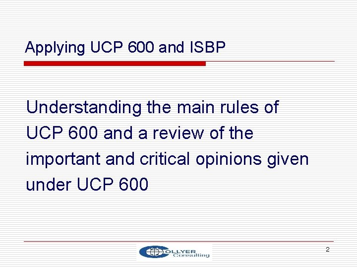 Interpretation and Application of UCP 600 Part 1
