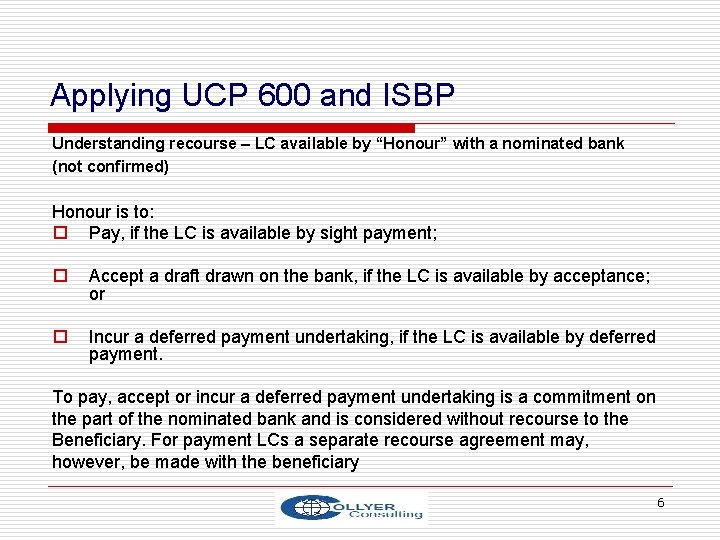 Interpretation and Application of UCP 600 Part 1