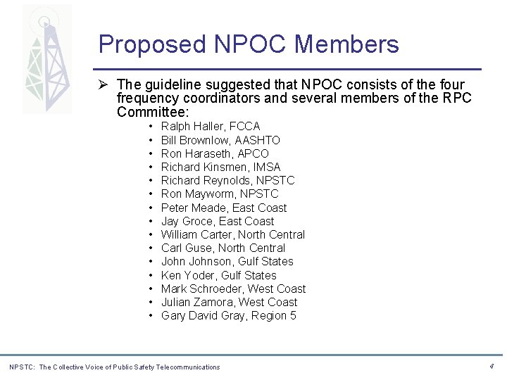 National Public Safety Telecommunications Council The Collective Voice