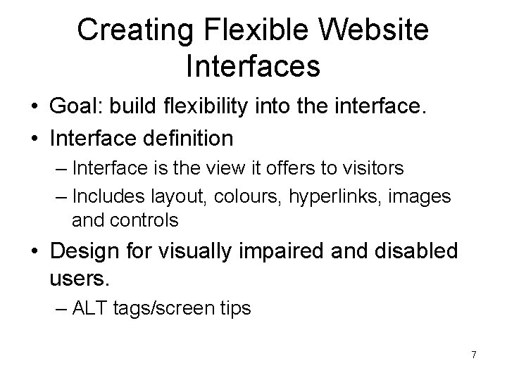 Creating a Successful Web Presence Designing the User